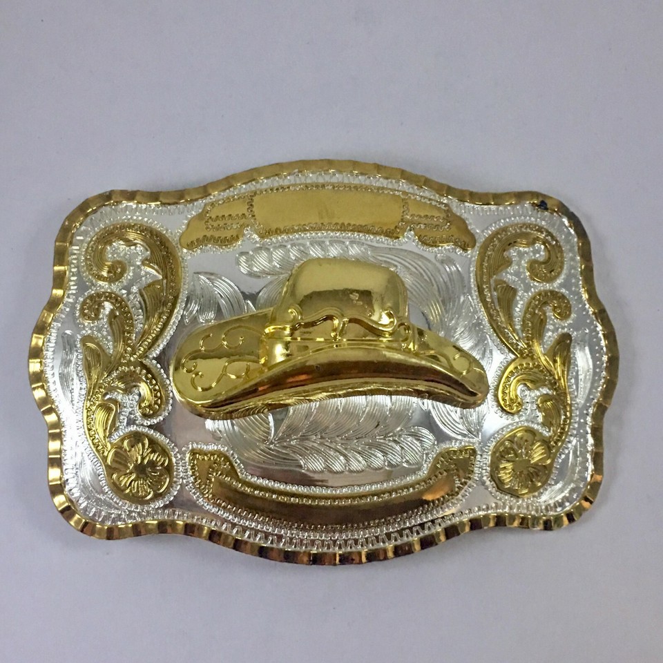 Men's BIG Belt Buckles Shine Western Engraved Designs Gold & Silver ...