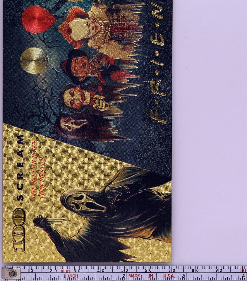 Scream GhostFace $100 Horror Note Full Color Novelty 24K Gold Plated ...