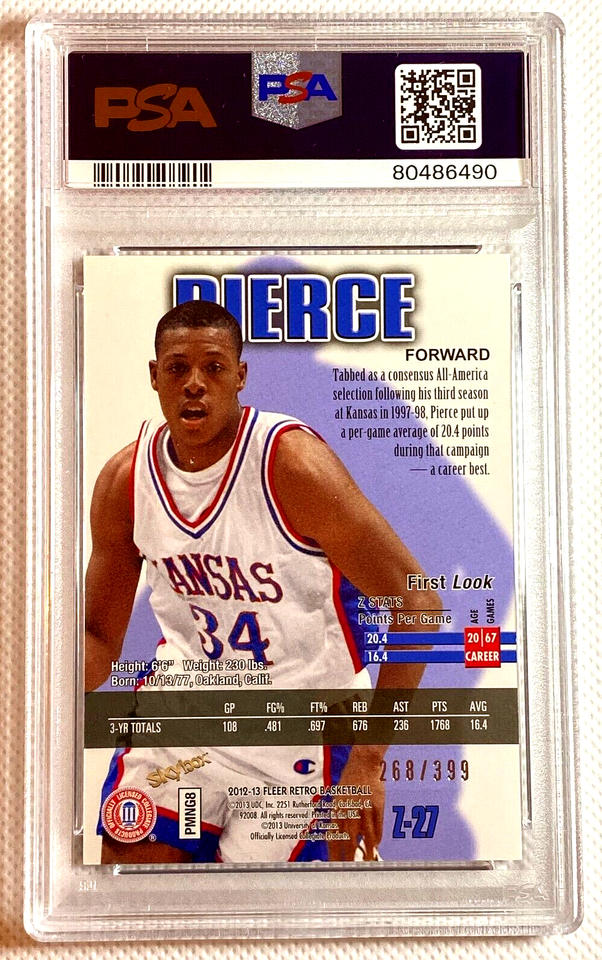 RARE 2012 FLEER RETRO ZFORCE RAVE SP /399 PAUL PIERCE PSA 9 MINT G5604 ...