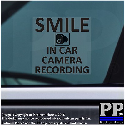 In Car Camera Recording Window Stickers BLACK Smile CCTV Sign Car Truck ...