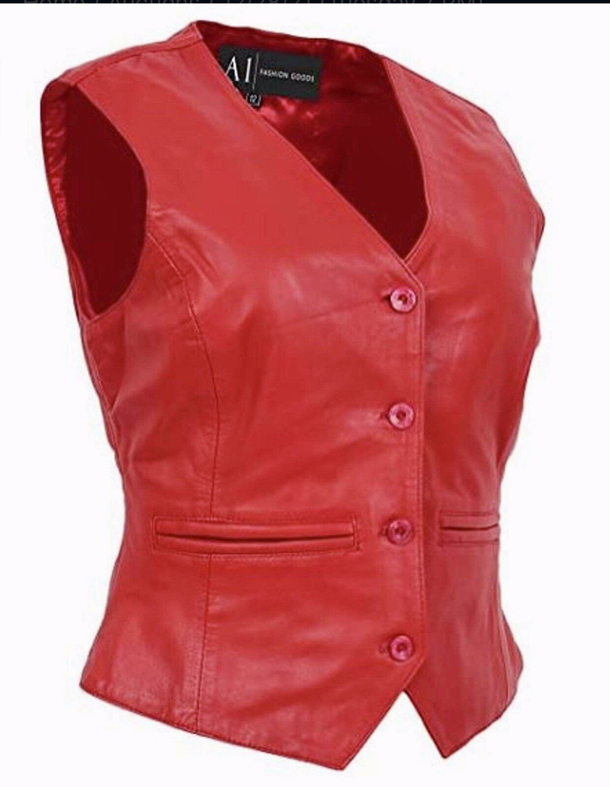 House of Leather Red Vest Soft Waistcoat Womens XL Classic Button Front ...