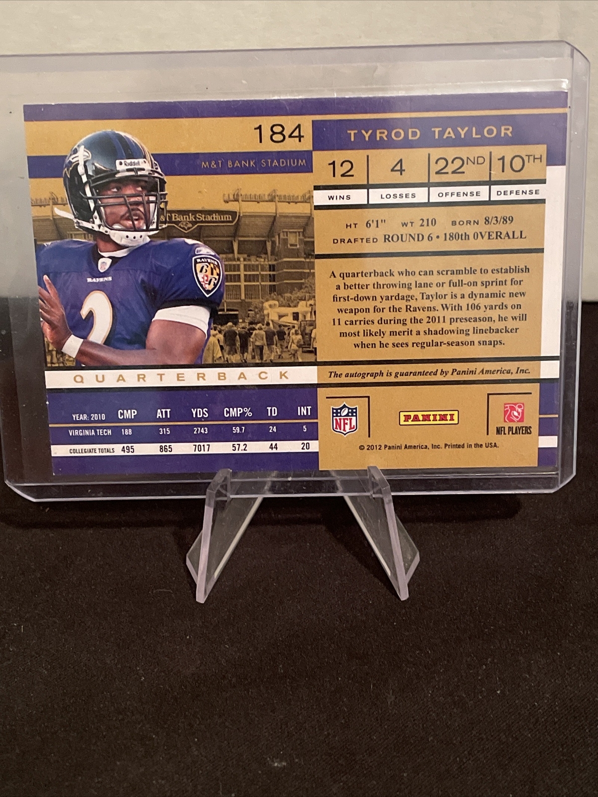 Tyrod Taylor AU Rookie Ticket Auto RC 2011 Panini Playoff Contenders ...