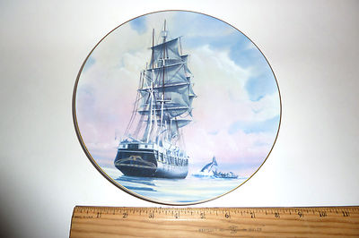 Danbury Mint Collector Plate Ship Schooner Boat Gold Trimmed Made In ...