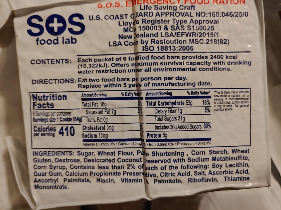 Survival Rations 2400 Kcal Food Ration Bar Emergency - 9 Pack - 2027 ...