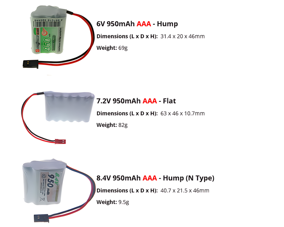 4.8v 6v 8.4v AAA 950mAh VapexTech Low Self Discharge Receiver RX ...