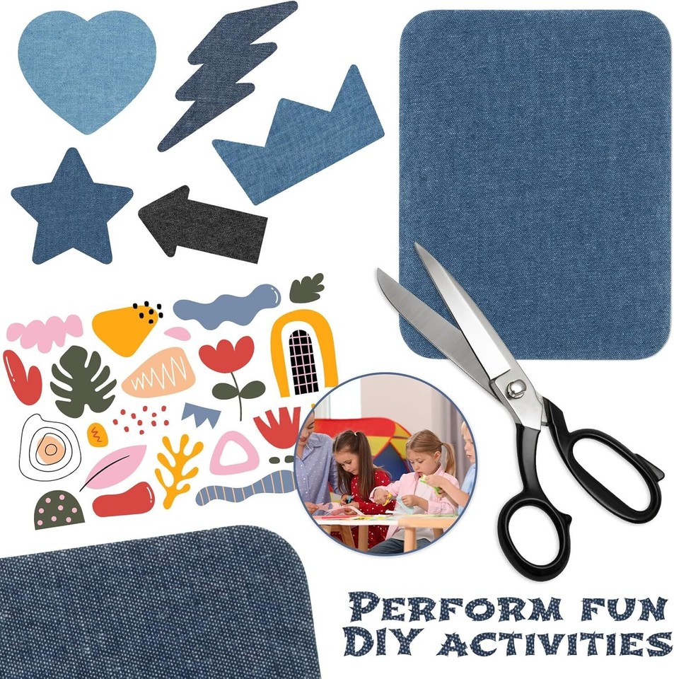 20Pcs Iron on Denim Fabric Patches DIY for Clothing Jeans Repair Kit 5 ...