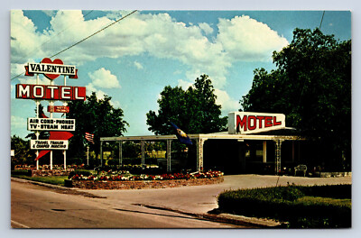 Vintage Postcard Valentine Motel Nebraska Exterior Heart Sign K8 | eBay