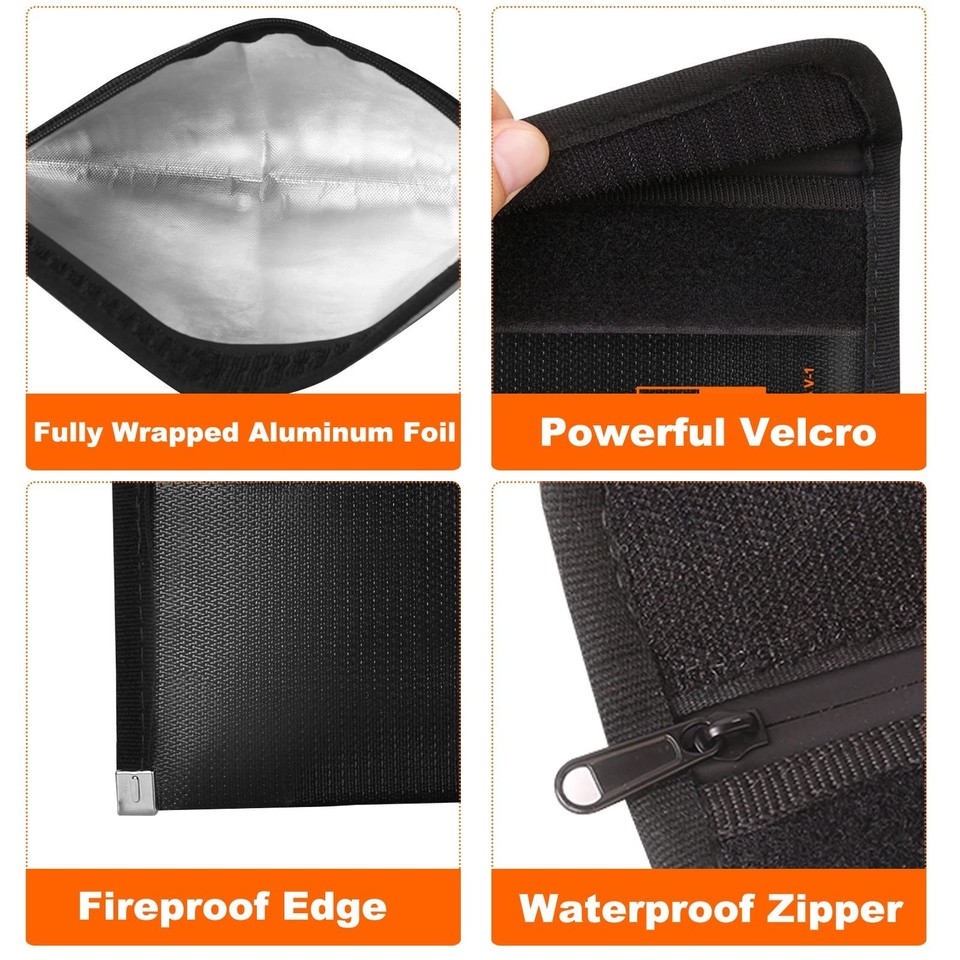2 PACK Small Fireproof Document Bag Money Bag for Cash with Waterproof ...