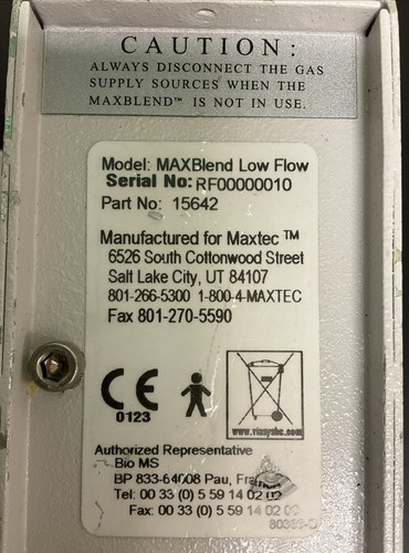 Maxtec MAXBlend Low Flow Air/Oxygen Blender Part No 15642 | eBay