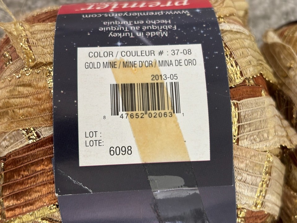 9 balls Premier Yarns Starry Night ribbon yarn Gold Mine 90/10 ...