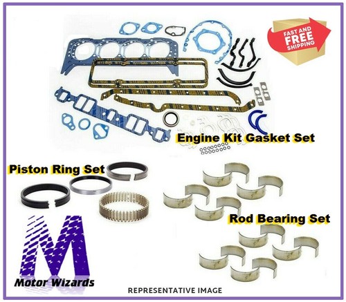 MERCRUISER Chevy GM 350 V8 5.7 Marine Engine Re-ring Kit Rod Brg Gkt ...
