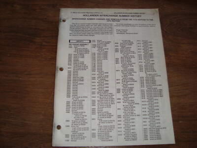 1989 Hollander Interchange Number History 11th Edition to 12th Edition ...