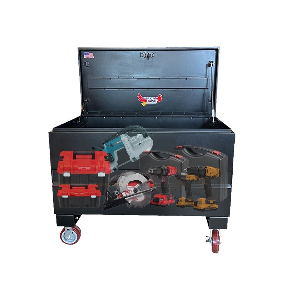 Job Box Tool Box - Black | Construction Tool Box | Tool Chest 48"x29.5 ...