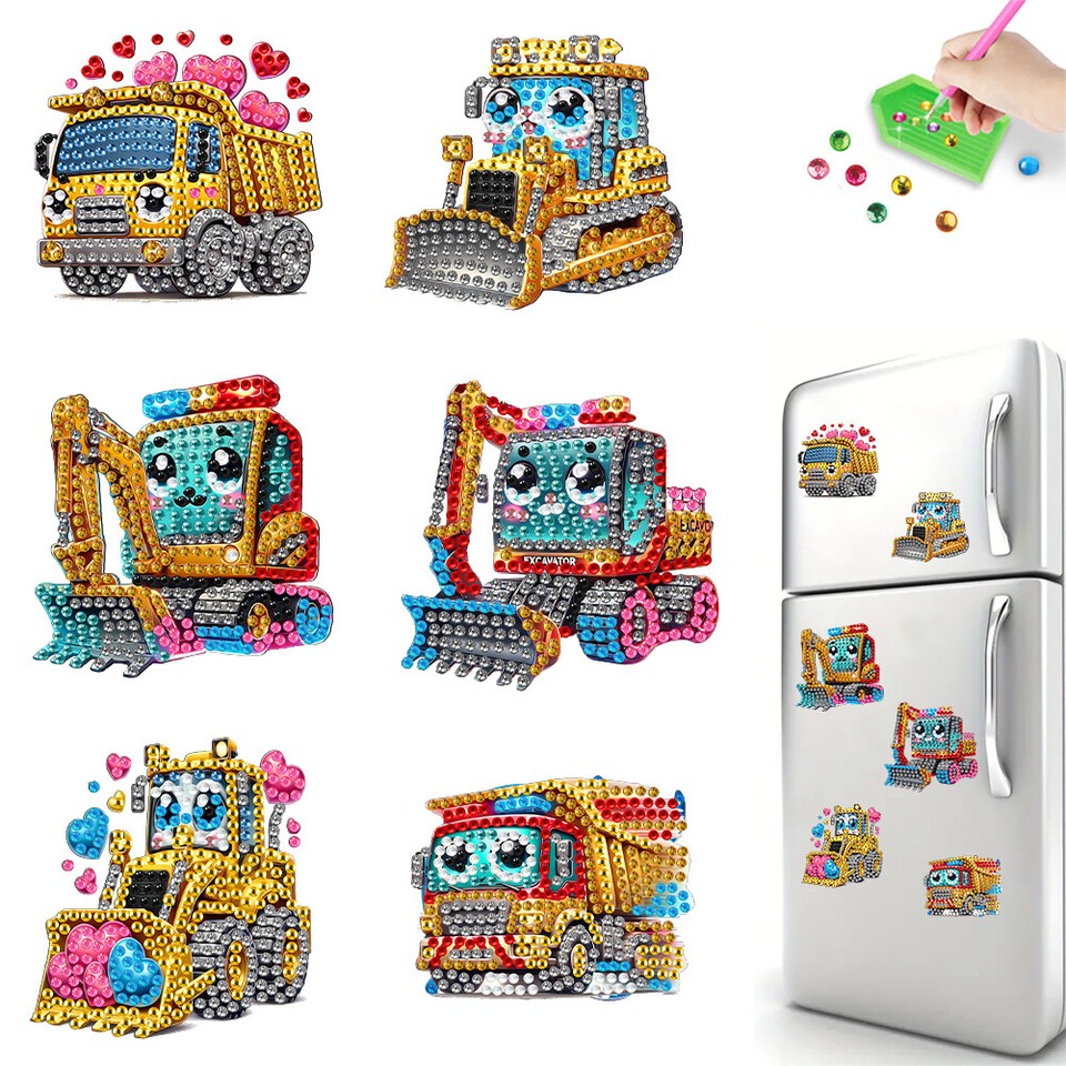 6Pcs Diamond Painting Fridge Magnet Big Eyes Avocado Diamond Art Fridge ...