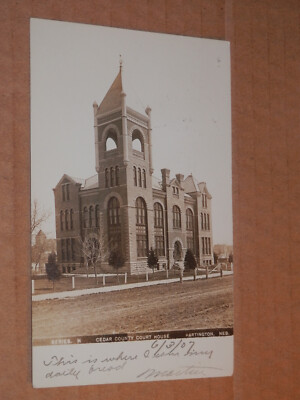 HARTINGTON NEBRASKA - 1907 REAL-PHOTO POSTCARD - CEDAR COUNTY COURT ...