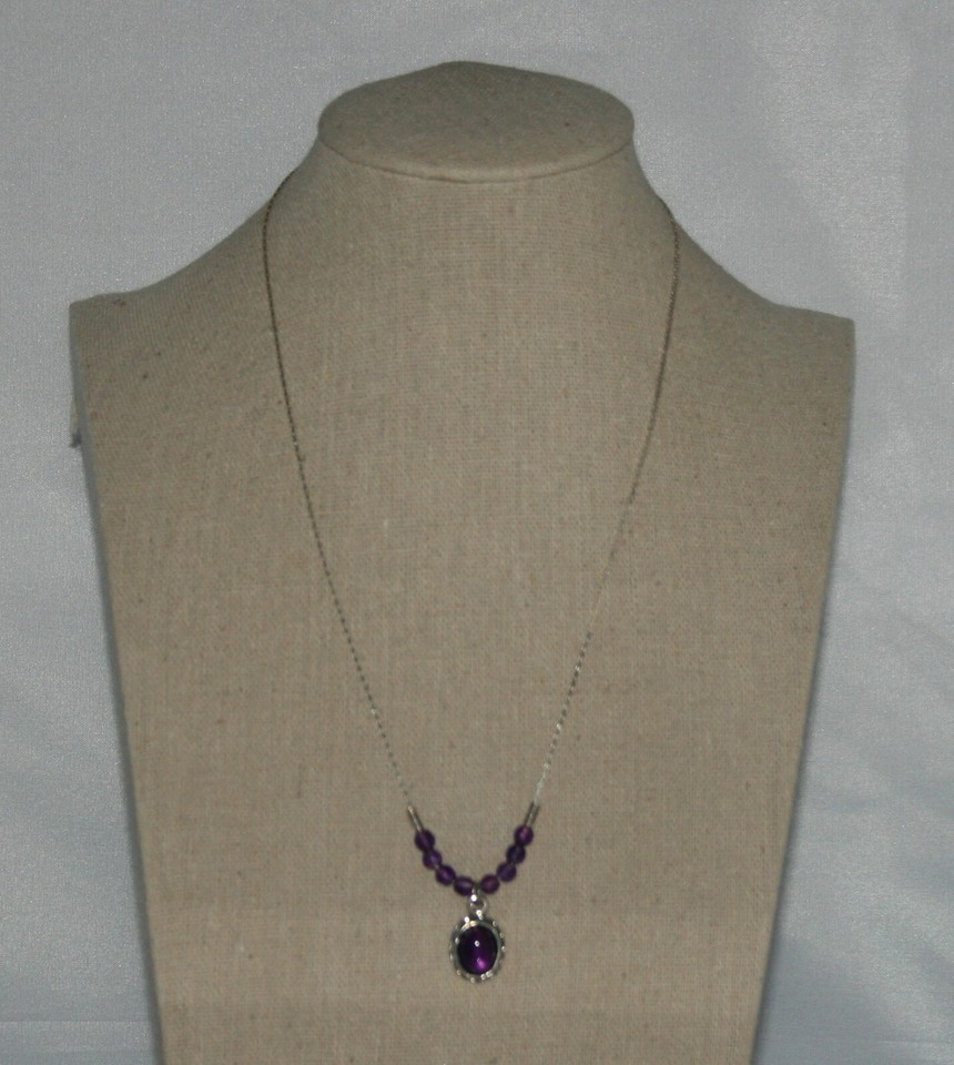 Silpada Purple Amethyst Beaded Chain Oval Pendant Sterling Silver Necklace N1282 | eBay