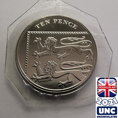 (BRILLIANT UNC) BRITISH 2021 ELIZABETH II TEN PENCE 10p coin, 5 Years ...