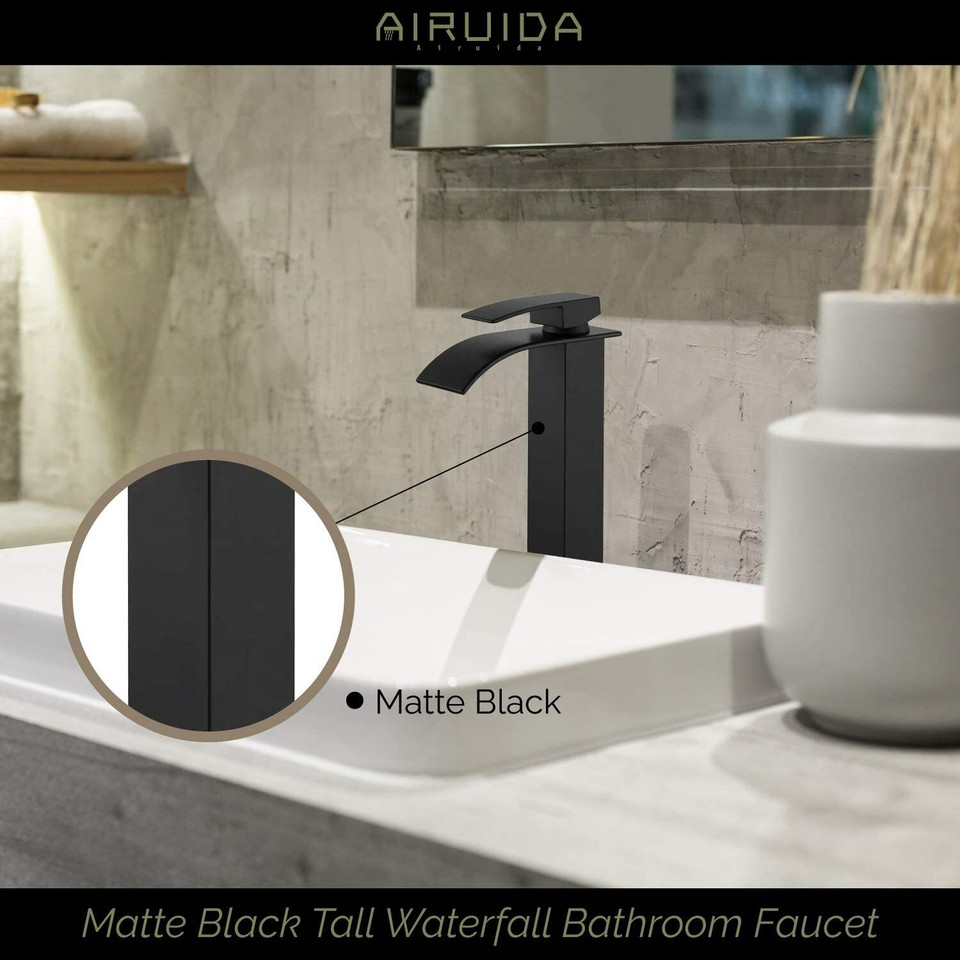 Waterfall Bathroom Vessel Sink Faucet Single Hole Vanity Basin Mixer ...
