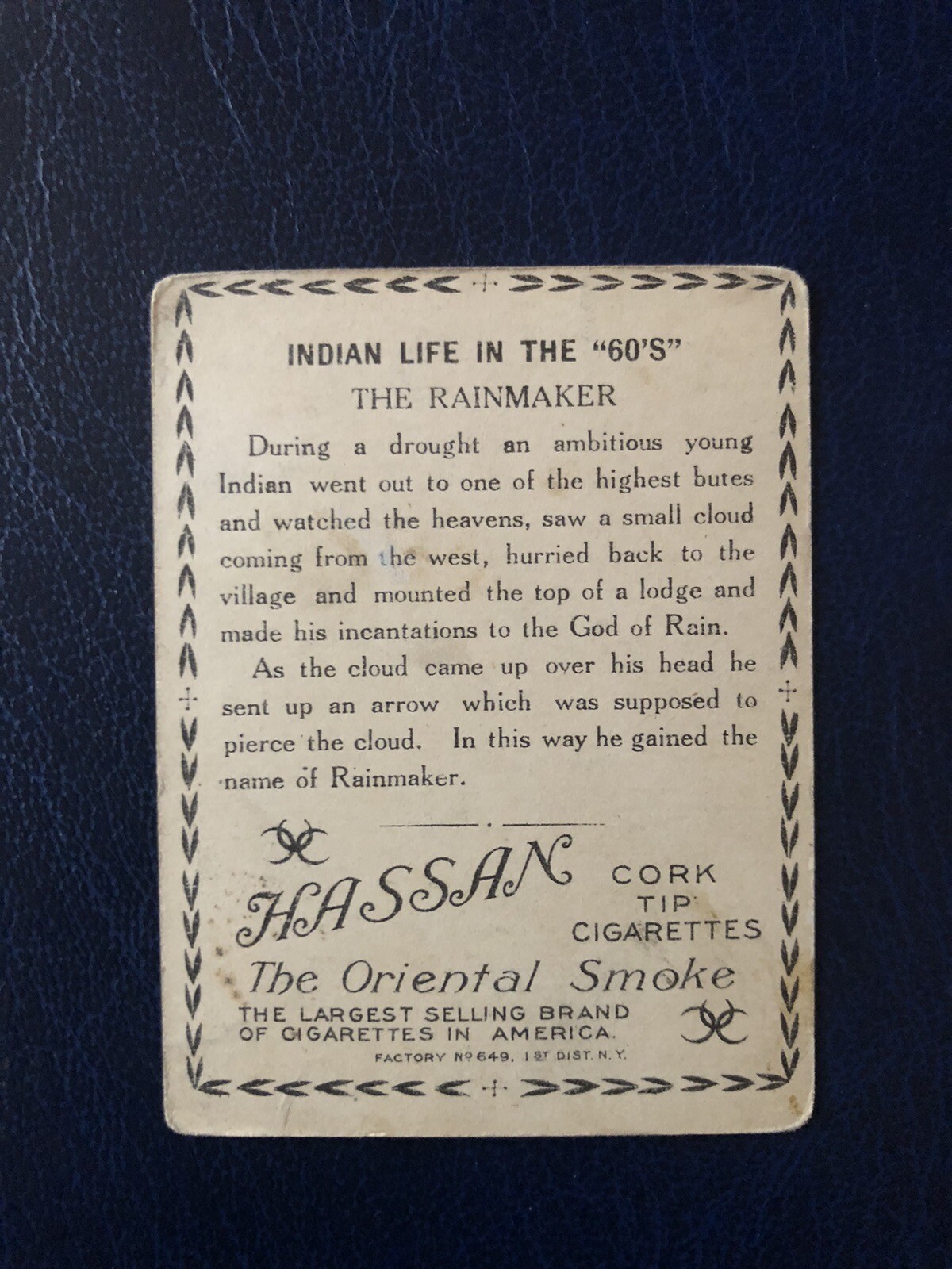 1910 T73 Indian Life - THE RAINMAKER - Hassan Card | eBay UK