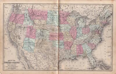 1880 ANTIQUE MITCHELL MODERN GEOGRAPHY ATLAS-MAP OF THE UNITED STATES ...