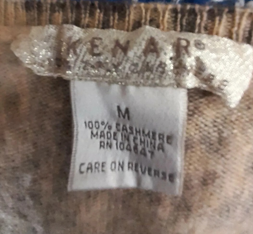 Vintage Kenar Animal Print CASHMERE Crop Brown Sweater M/Medium 3/4 ...