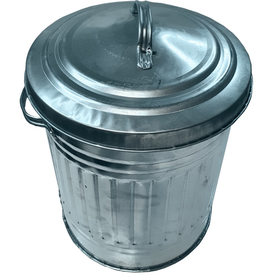 30L Galvanised Metal Bin Rubbish Waste Dustbin Animal Feed Storage ...