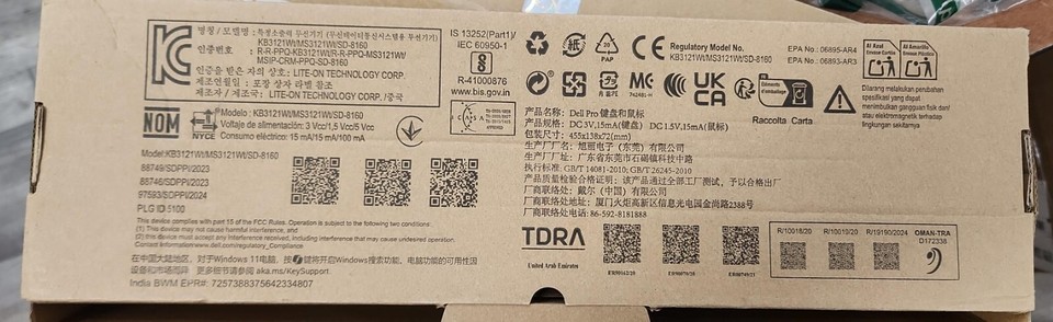 Dell Wireless Keyboard & Mouse Combo KB3121Wt/MS3121Wt Open box | eBay