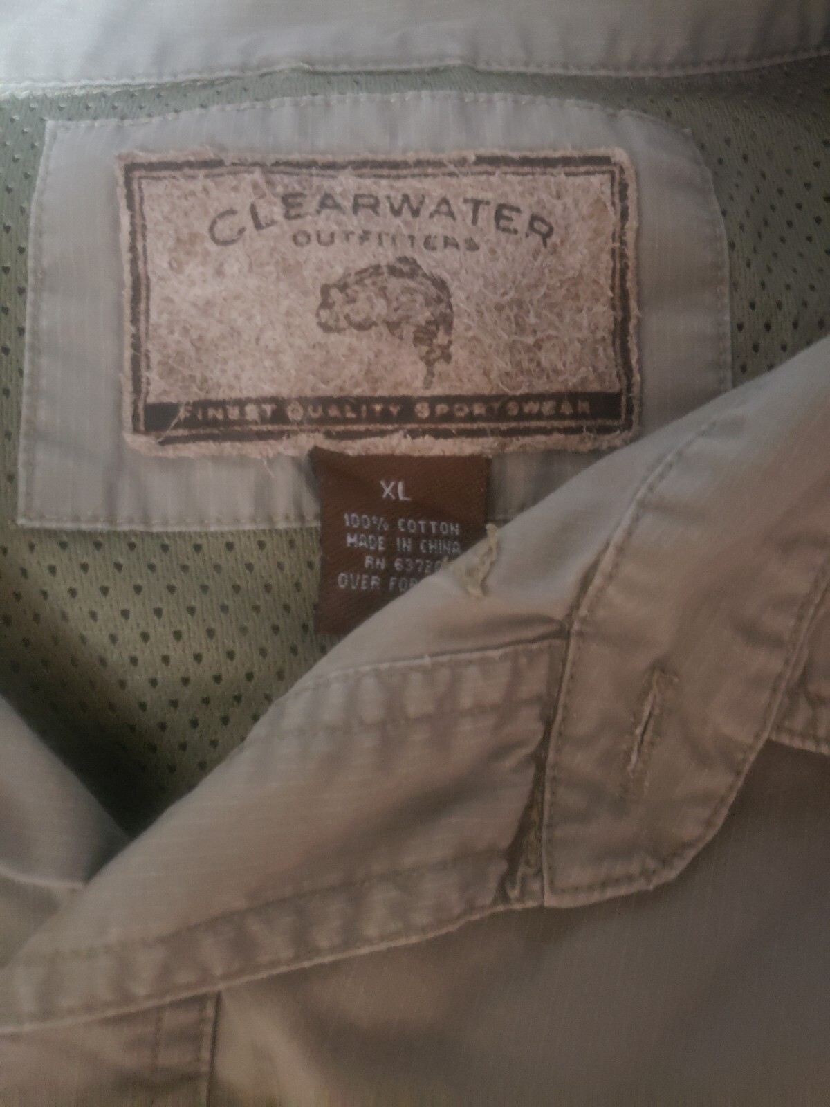 Clearwater Outfitters Men’s Fishing Shirt Green 100% Nylon Shell Size ...