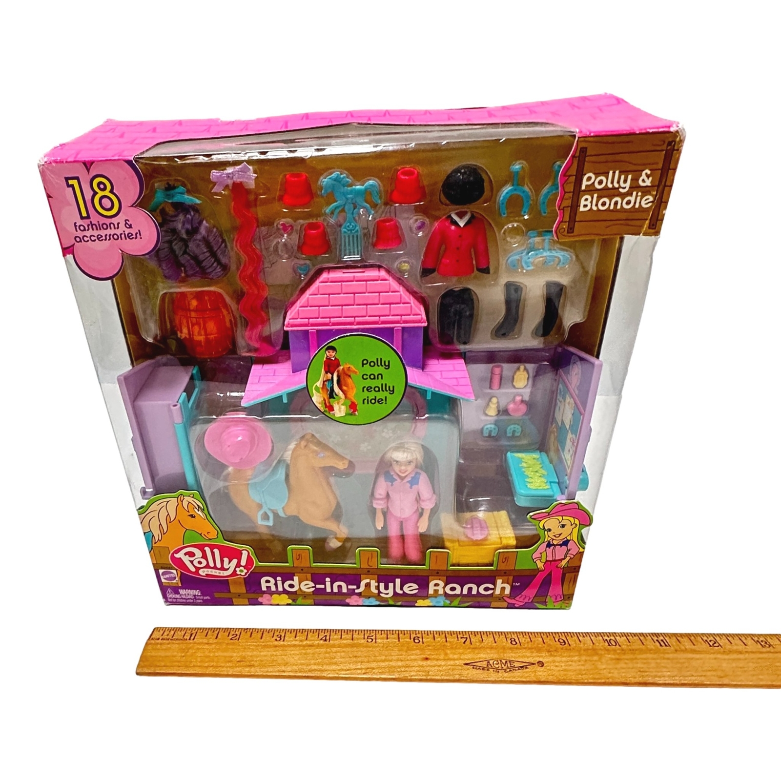 Vintage 2002 Polly Pocket Ride in Style Horse Ranch NRFB Mattel for ...