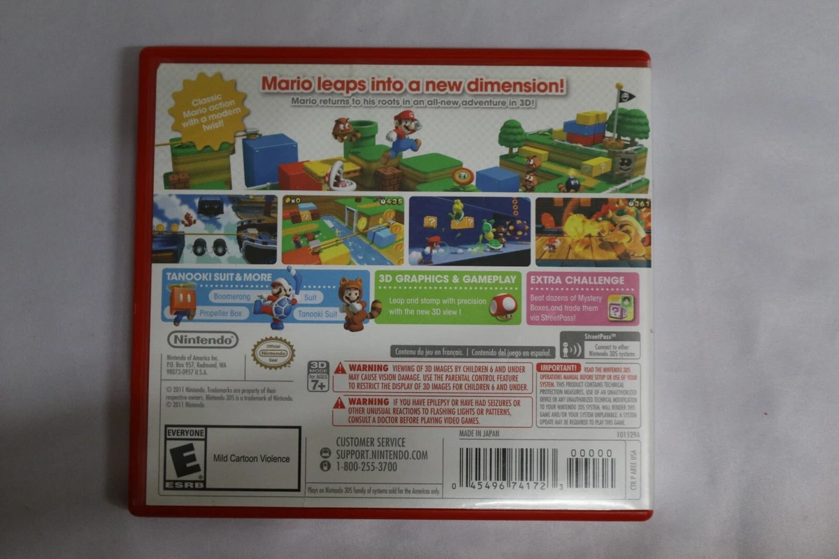Super Mario 3d Land Box Art