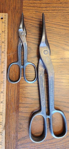2 Vintage Cresent Tool Tin Snips /Shears No. T412 And No. T47 13" And 7 ...