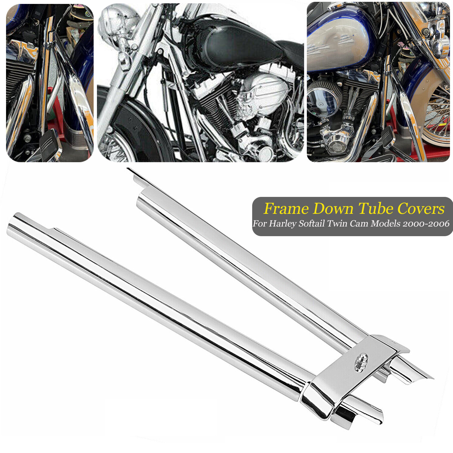 Chrome Down Tube Front Frame Covers Accent Trim Kit For Harley Softail ...
