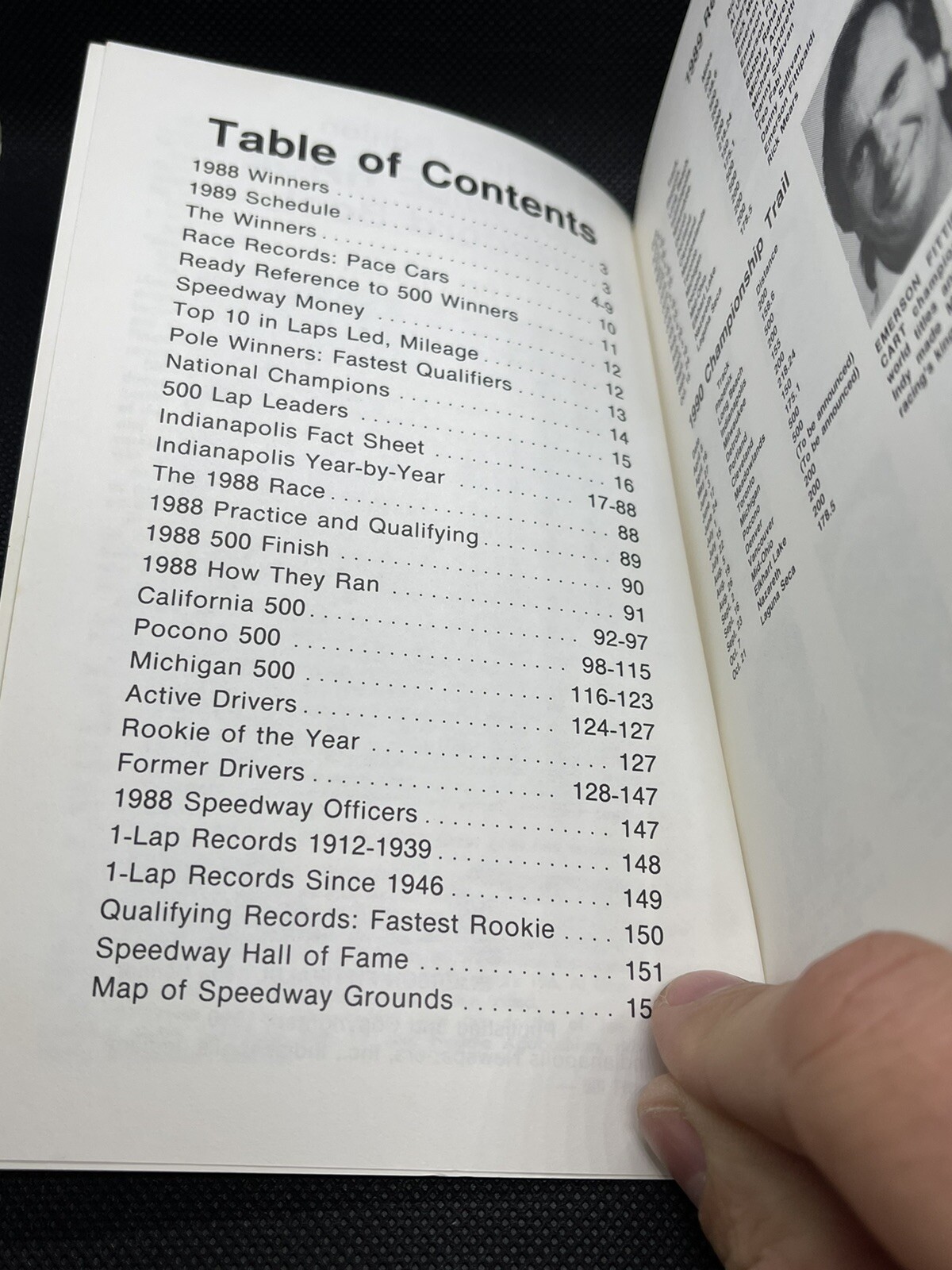 1990 Indy 500 Record Book by The Indianapolis News, Emerson Fittipaldi ...