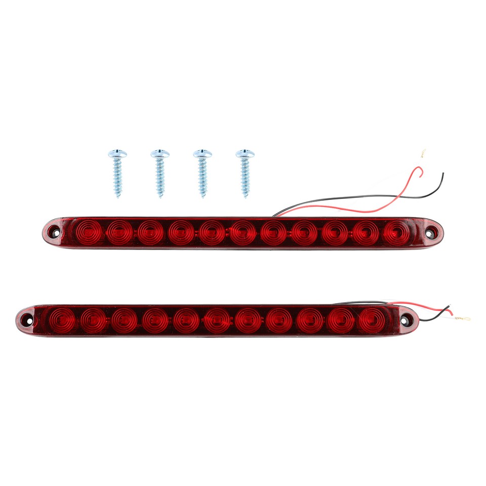 2PCS 16" 11 LED Red Truck Trailer Light Bar Stop Turn Tail Brake Light ...