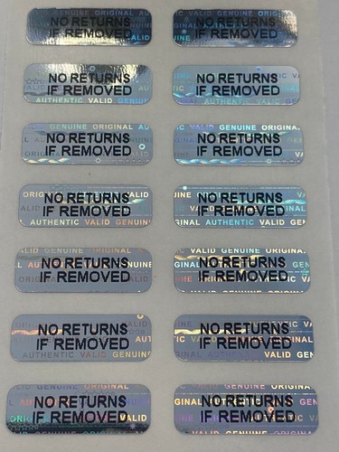 100 SMALL! NO RETURNS IF REMOVED SECURITY HOLOGRAM LABELS SEALS .75 X ...