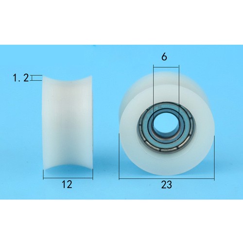 5pcs U Nylon plastic Embedded 696 Groove Ball Bearings 6*23*12mm Guide ...