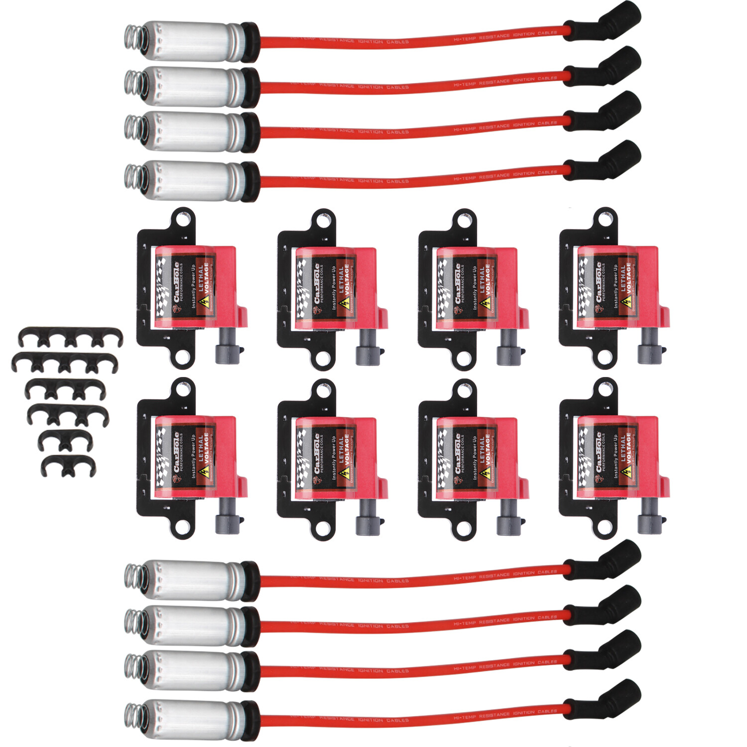8 Pack UF271 Square Ignition Coil + Wires set For Chevy GMC LS3 4.8/5.3 ...
