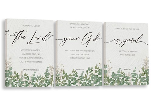 Christian Bible Verse Eucalyptus Wall Art Decor, Sage Green Bible Verse ...