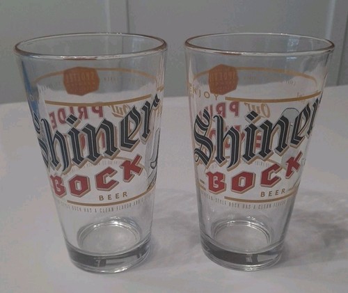 Set Of 2 Shiner Bock Beer 16 Oz Pint Glass Ram Logo Prosit Texas ...
