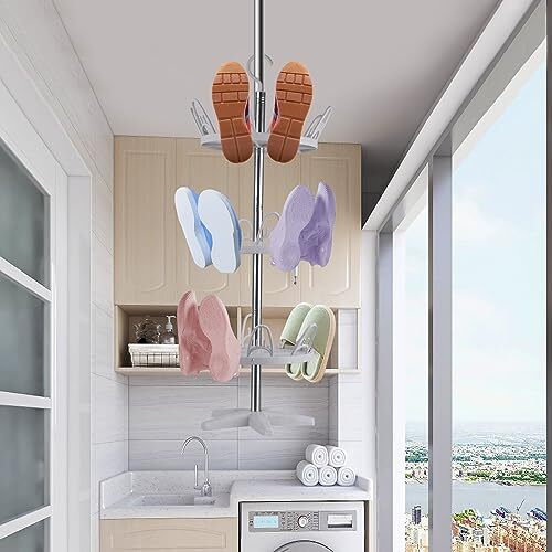 3 Tier 360 Degree Rotating Shoe Rack 12 Pairs White Plastic | eBay