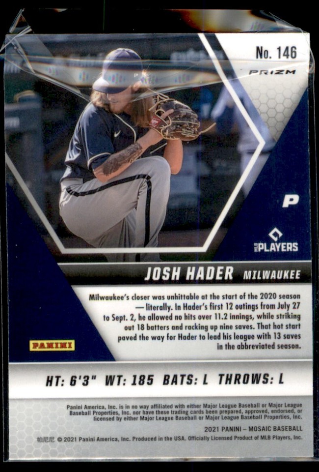 2021 PANINI MOSAIC RED JOSH HADER MILWAUKEE BREWERS #146 | eBay