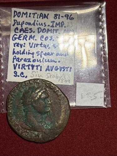 Domitian (AD 81-96) AS Roman AE bronze as coin Rev Virtus Rome mint | eBay