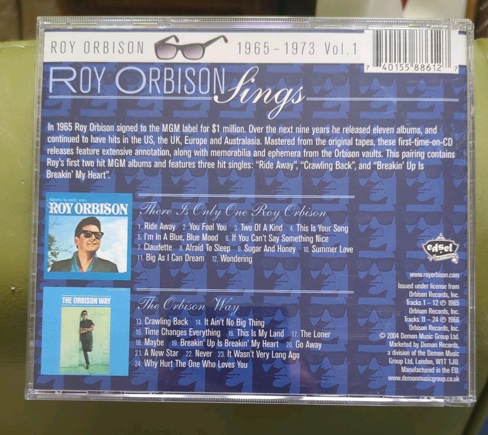 Roy Orbison There Is Only One Roy Orbison/The Orbison Way IMPORT CD ...