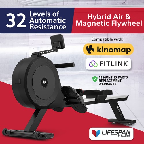 Lifespan Fitness ROWER-500D Dual Air/Magnetic Rowing Machine 32 Levels ...