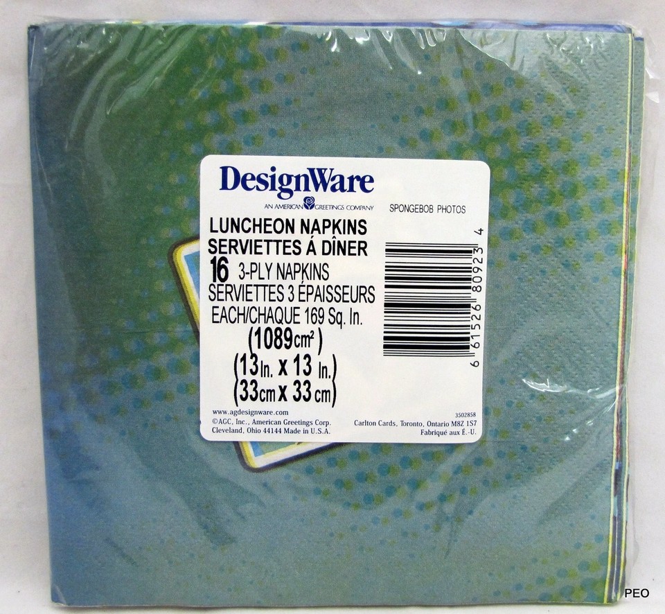Sponge Bob Luncheon Napkins 16 Count Spongebob Birthday Party Supplies ...