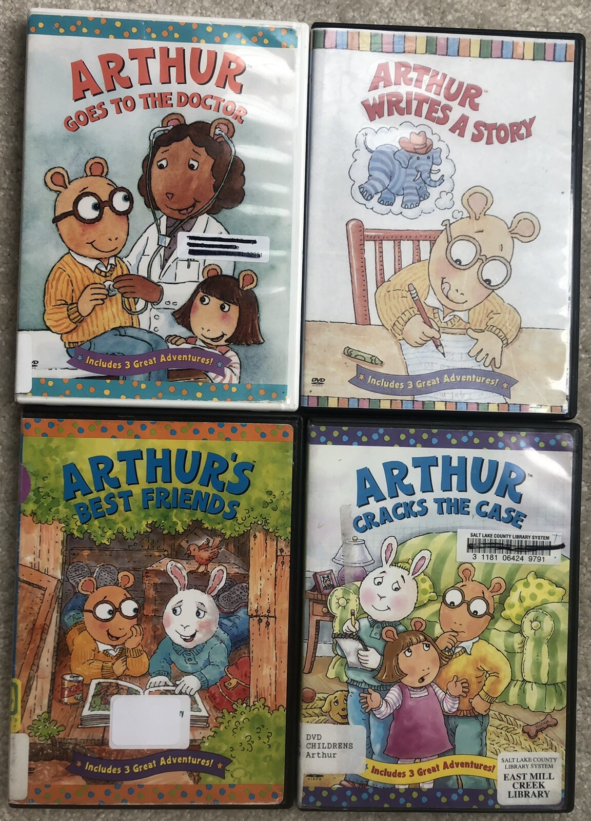 PBS Kids Arthur Lot of 4 DVDs Writes a Story, Cracks the Case, Doctor ...