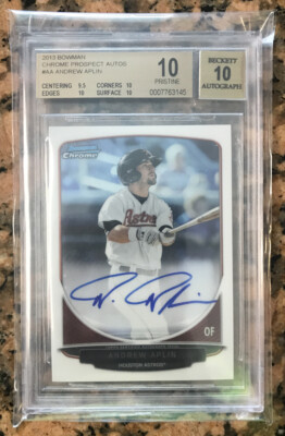 2013 Bowman Chrome Prospect Autographed Andrew Aplin Astros Card PSA 10 ...