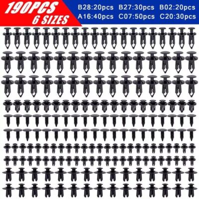 190PCS Car Body Plastic Auto Fasteners Push Trim Clips Pin Rivet Bumper ...