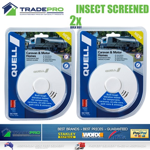 2x Smoke Alarm Fire Detector Quell® PRO Sealed Bug Screen Bonus 9V ...