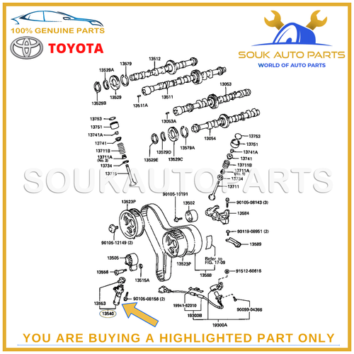 13540-62021 Genuine Toyota TIMING BELT TENSIONER, NO.1 1354062021 OEM ...